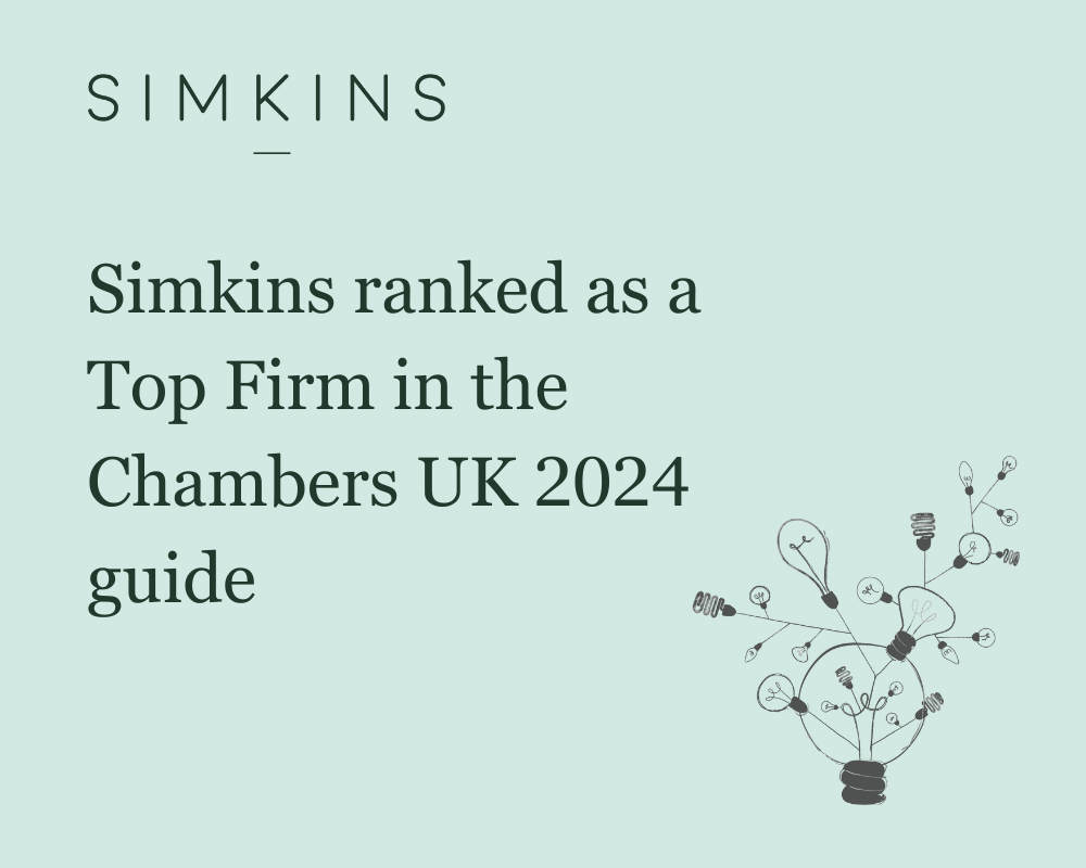Simkins ranked as a Top Firm in the Chambers UK 2024 guide